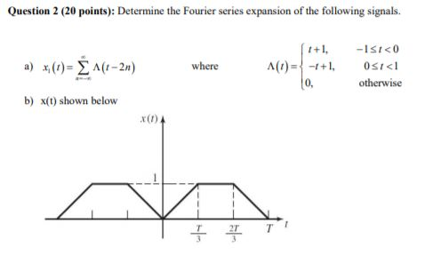 Solved Question 2 (20 points): Determine the Fourier series | Chegg.com