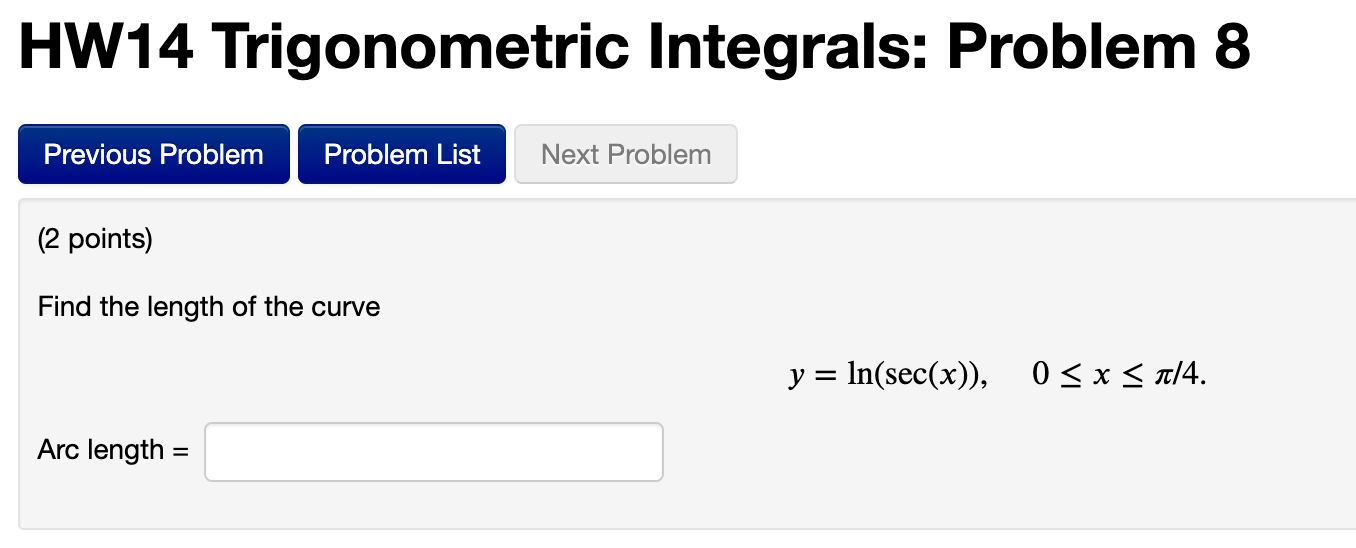 Solved HW14 Trigonometric Integrals: Problem 8 Previous | Chegg.com