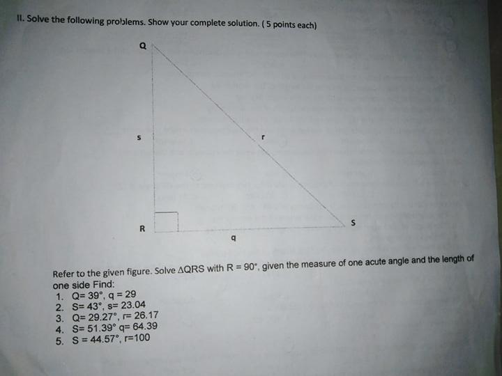 Solved II. Solve the following problems. Show your complete | Chegg.com