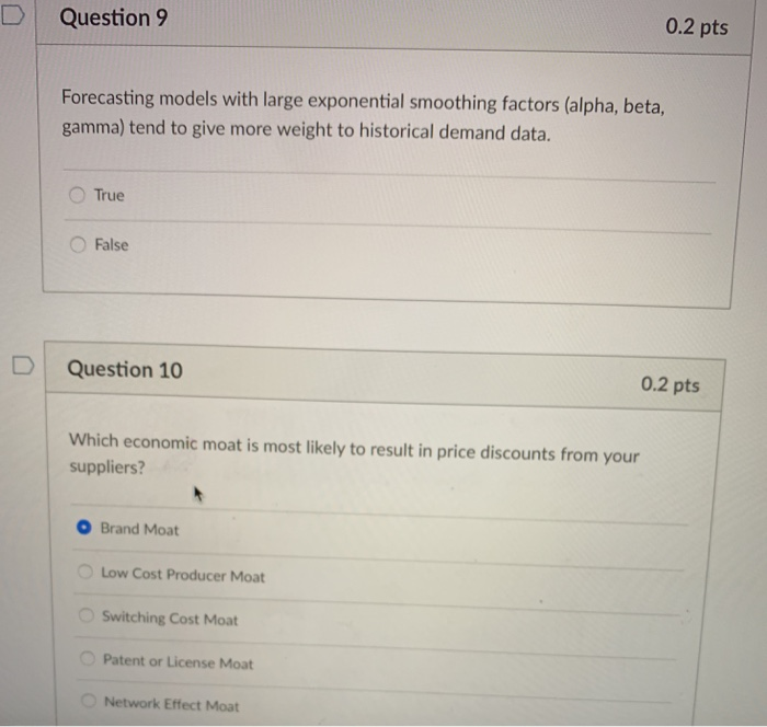 Solved Question 9 0.2 pts Forecasting models with large | Chegg.com