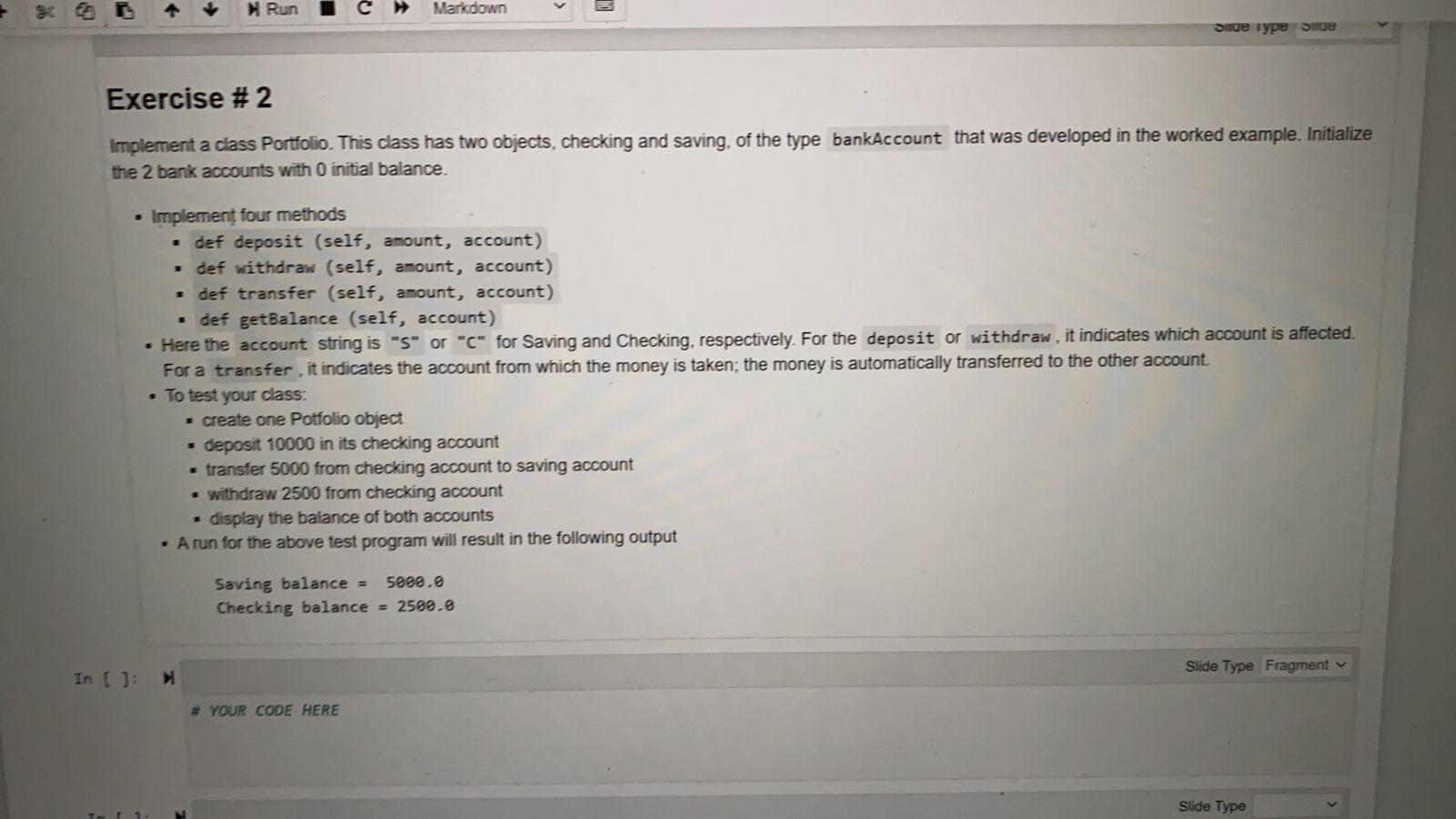 Solved 2 D Run Markdown 1 Side Type de Exercise #2 Implement | Chegg.com