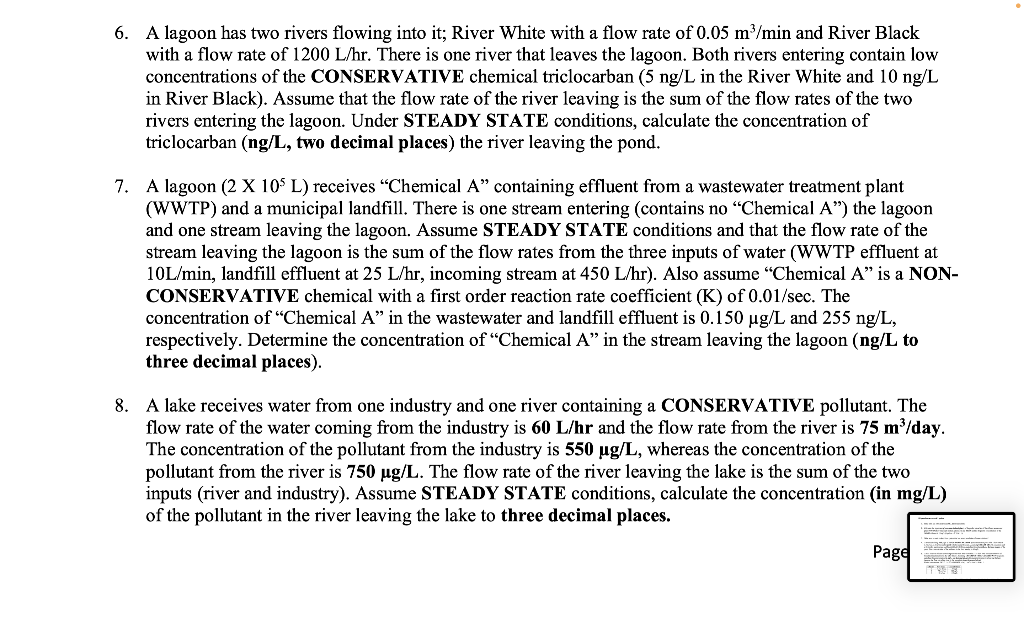 Solved 6. A lagoon has two rivers flowing into it; River | Chegg.com