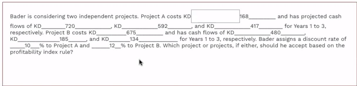 Solved Bader is considering two independent projects. | Chegg.com