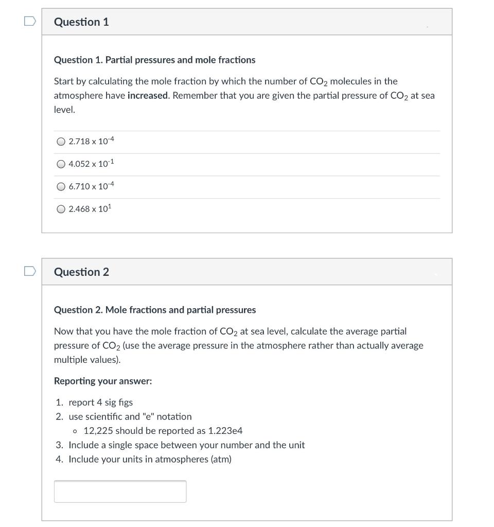 Partial pressures, mole fractions, ideal gas law, and | Chegg.com