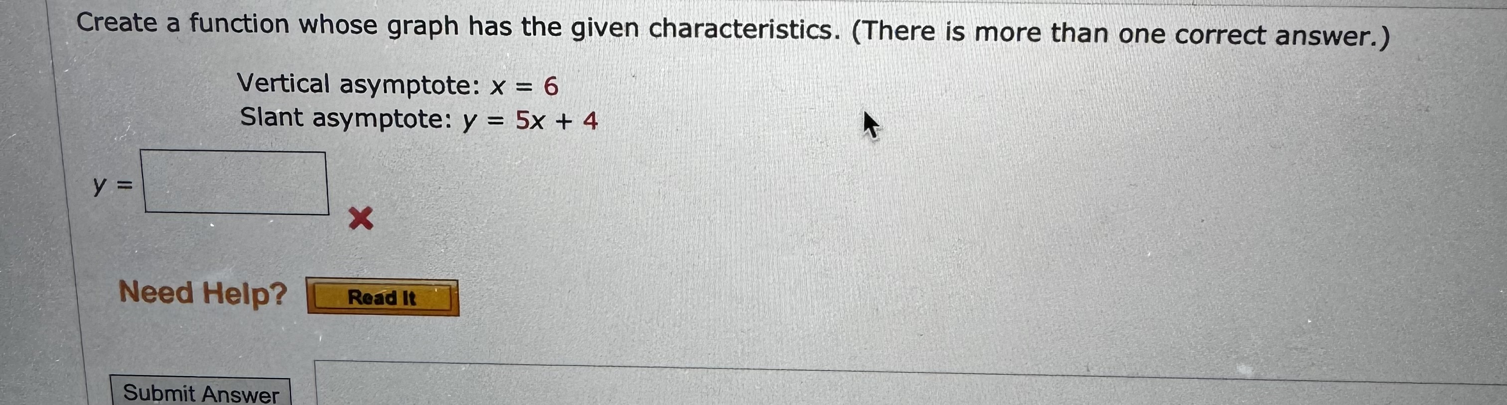 Solved Create a function whose graph has the given | Chegg.com