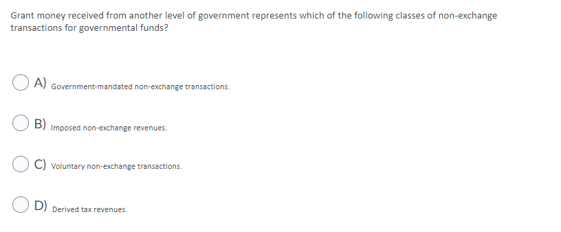 Solved Grant money received from another level of government | Chegg.com