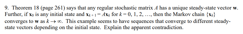 Solved Consider the following stochastic matrix and | Chegg.com