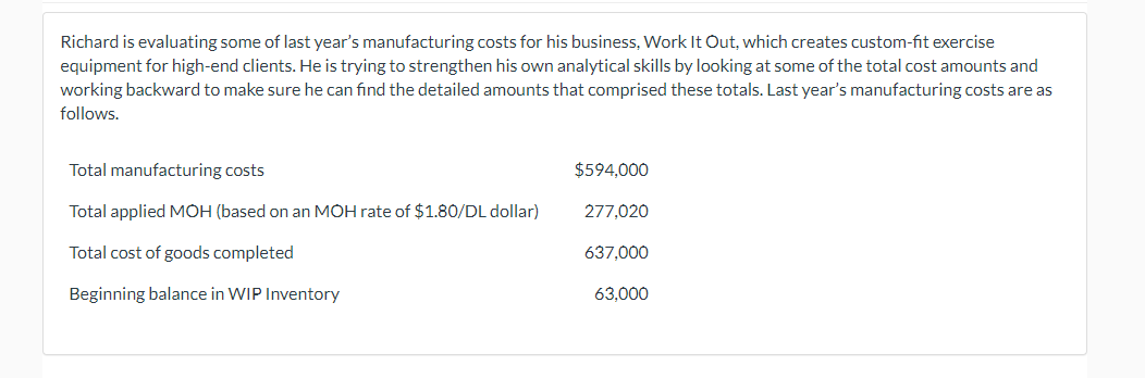 Solved Richard is evaluating some of last year's | Chegg.com