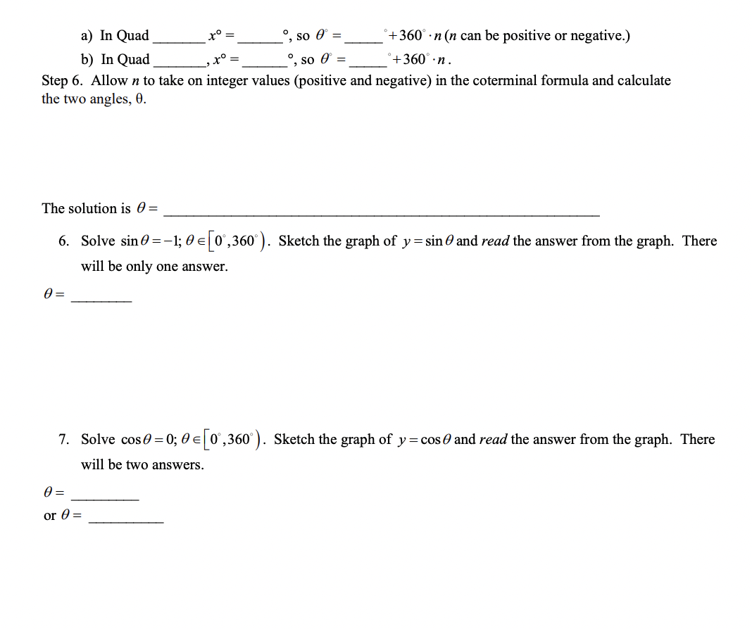 Solved For example, Solve: sinθ=22, for θ∈[−270∘,180∘) Step | Chegg.com