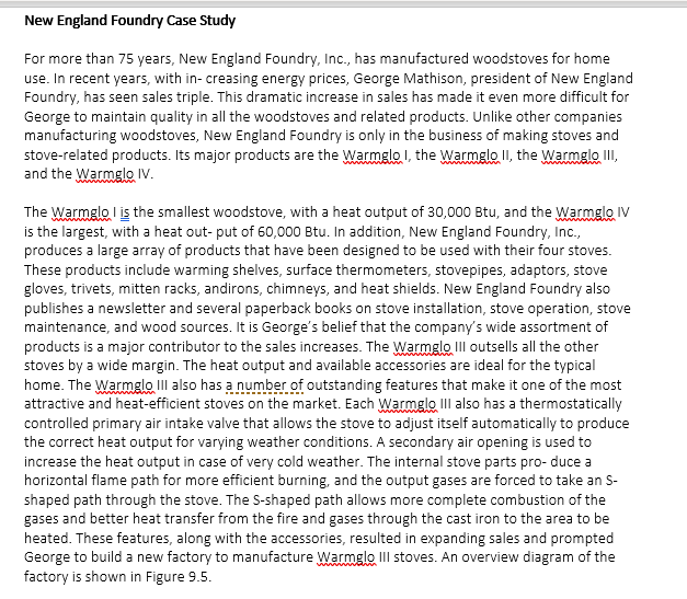 Solved New England Foundry Case Study For more than 75 | Chegg.com