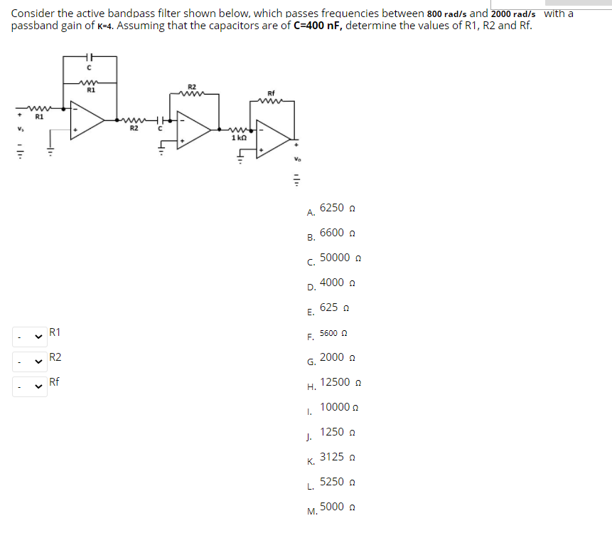 Solved Consider the active bandpass filter shown below, | Chegg.com
