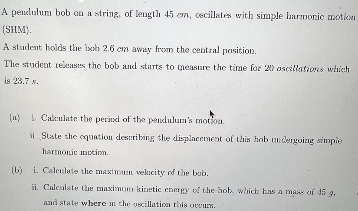 Solved A pendulum bob on a string, of length 45 cm, | Chegg.com