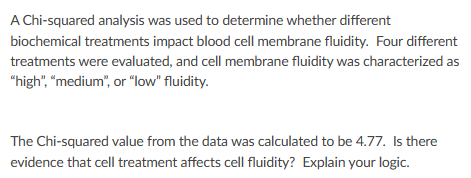 Solved A Chi-squared analysis was used to determine whether | Chegg.com