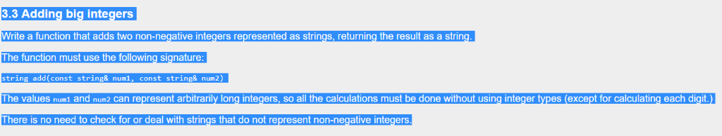 Solved C== LANGUAGE. Only use iostream and string header | Chegg.com
