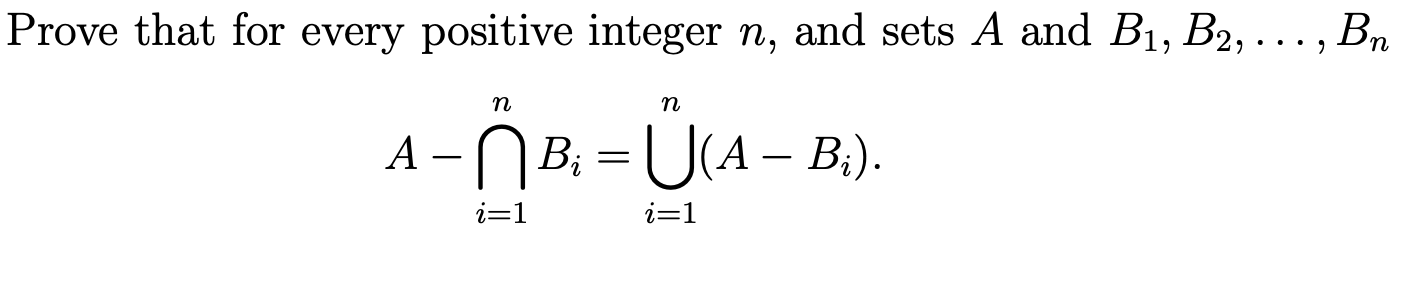 Solved Prove that for every positive integer n, and sets A | Chegg.com