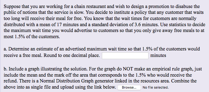 Solved Suppose that you are working for a chain restaurant | Chegg.com