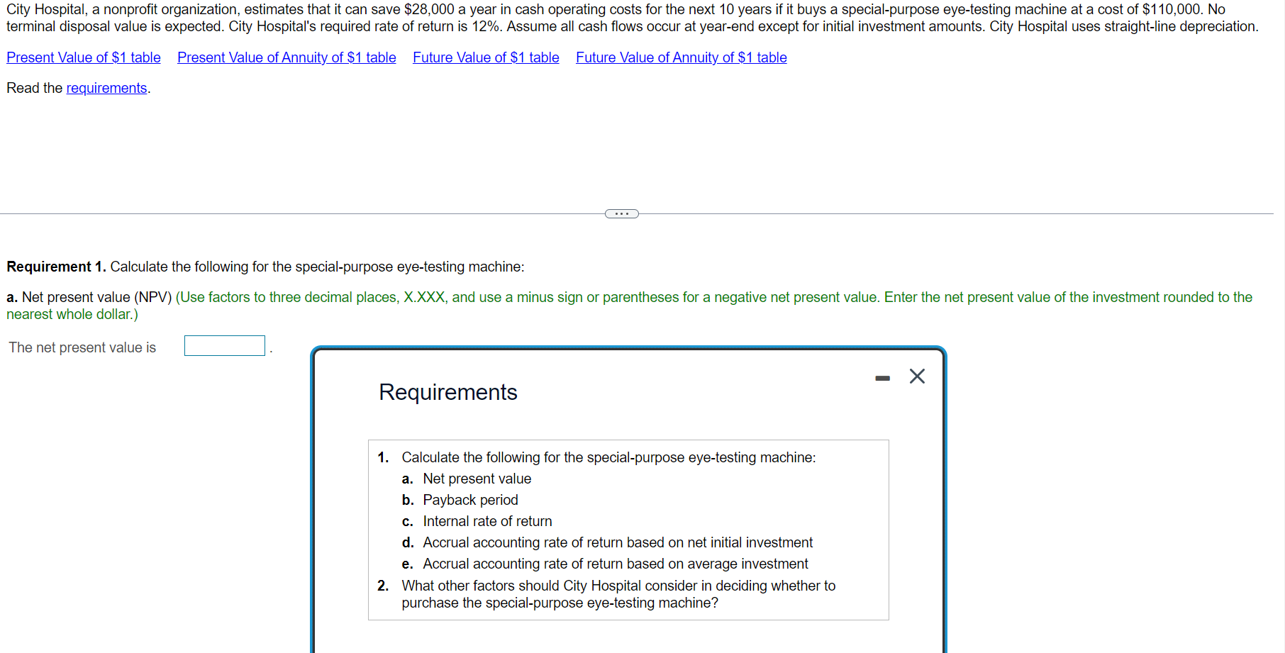 Solved Requirement 1. Calculate the following for the | Chegg.com