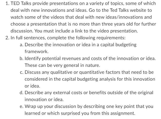 Solved 1. TED Talks provide presentations on a variety of | Chegg.com