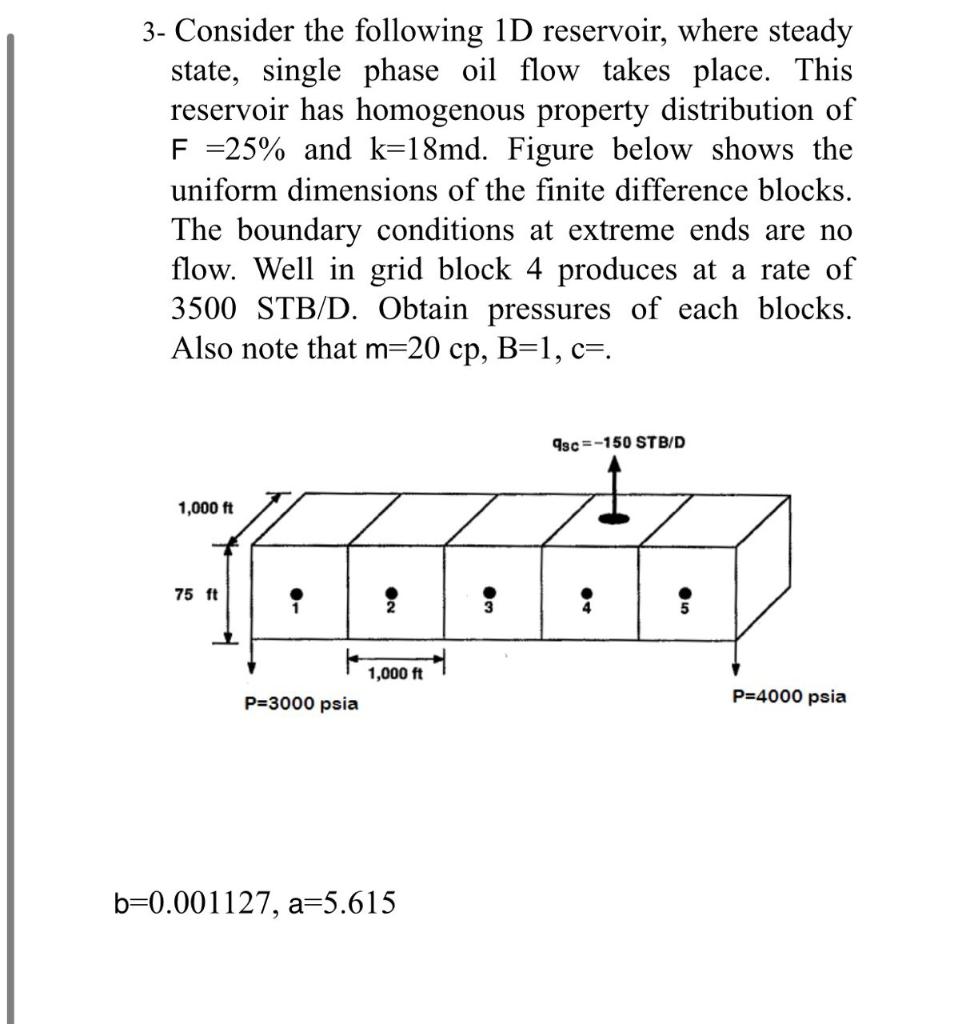 Solved 3- Consider the following 1D reservoir, where steady | Chegg.com