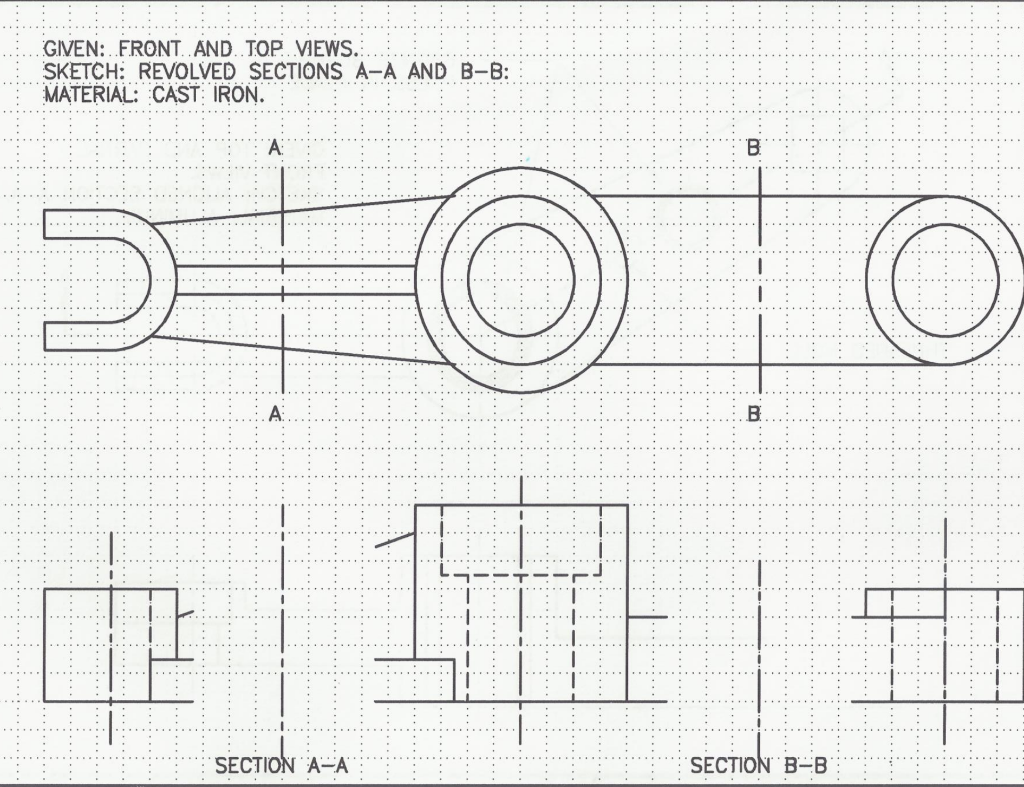 Solved GIVEN: FRONT..AND TOP VIEWS. SKETCH: REVOLVED | Chegg.com