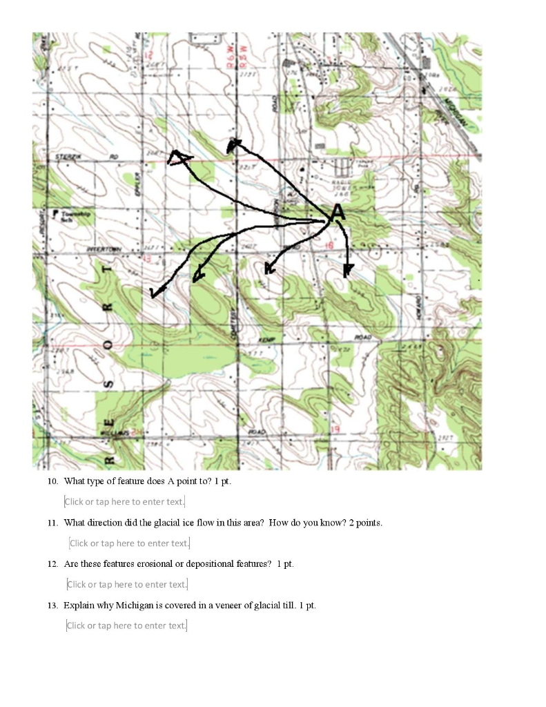 Solved Below is a topographic map showing an area just south | Chegg.com