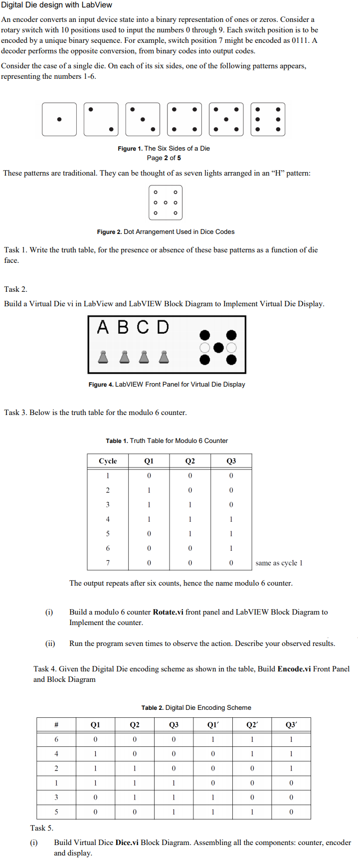 Digital Die design with LabView An encoder converts | Chegg.com