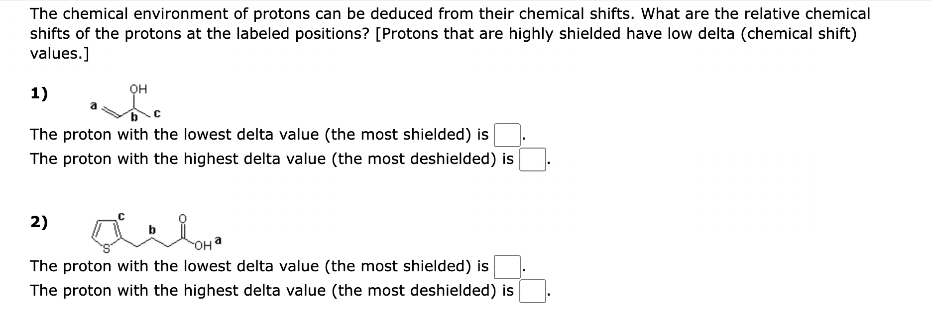 Solved The chemical environment of protons can be deduced | Chegg.com
