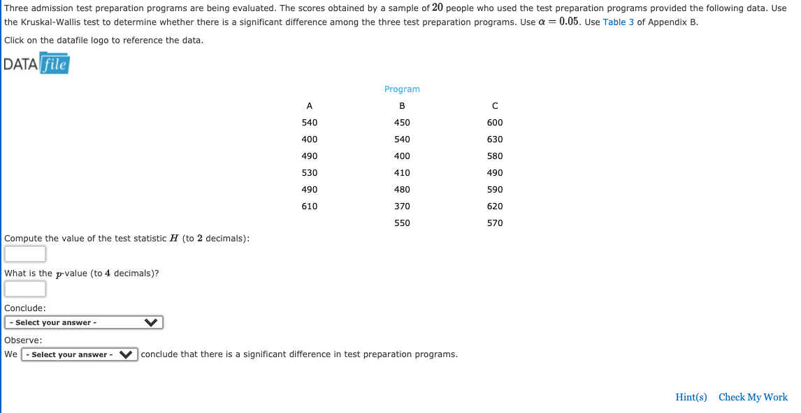 Solved Three admission test preparation programs are being | Chegg.com