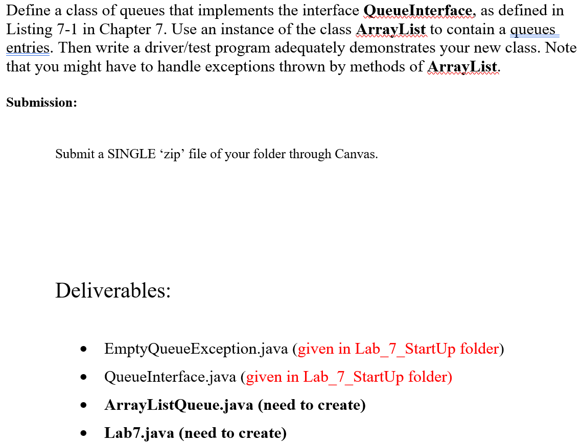 Define a class of queues that implements the | Chegg.com