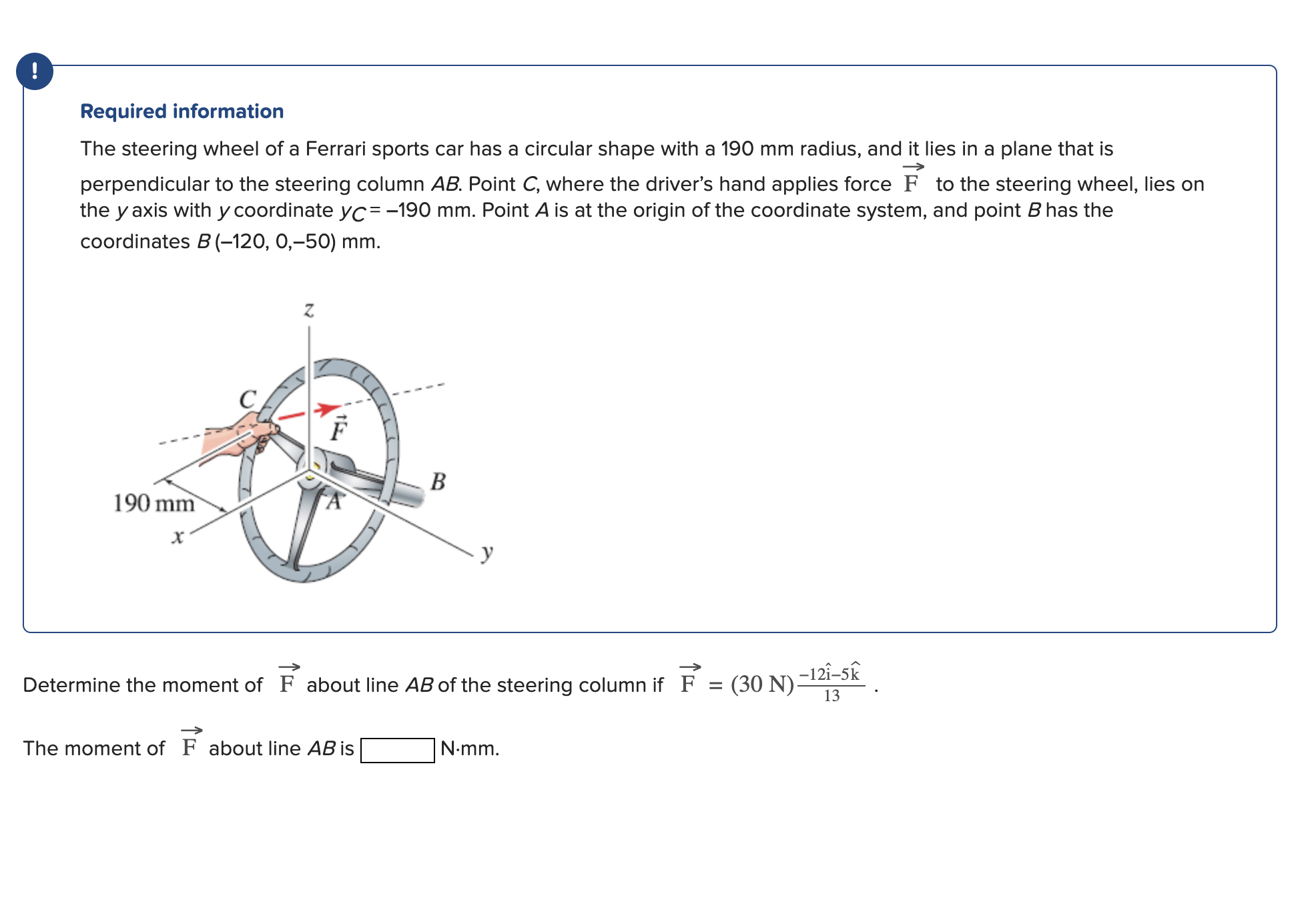 Solved Required information The steering wheel of a Ferrari | Chegg.com