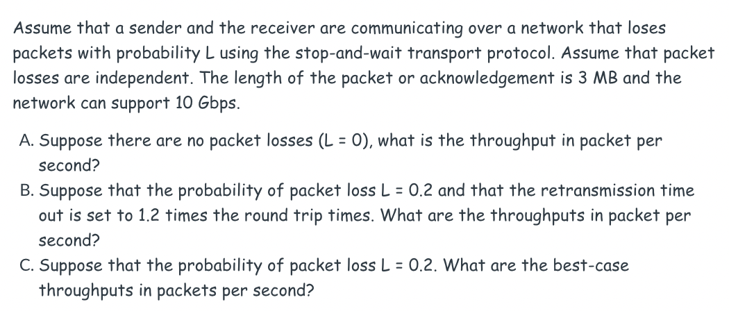 Solved Assume that a sender and the receiver are | Chegg.com