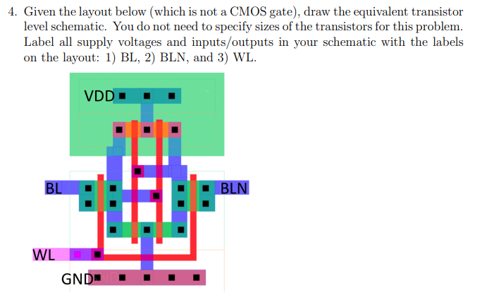 Solved Given the layout below (which is not a CMOS gate), | Chegg.com