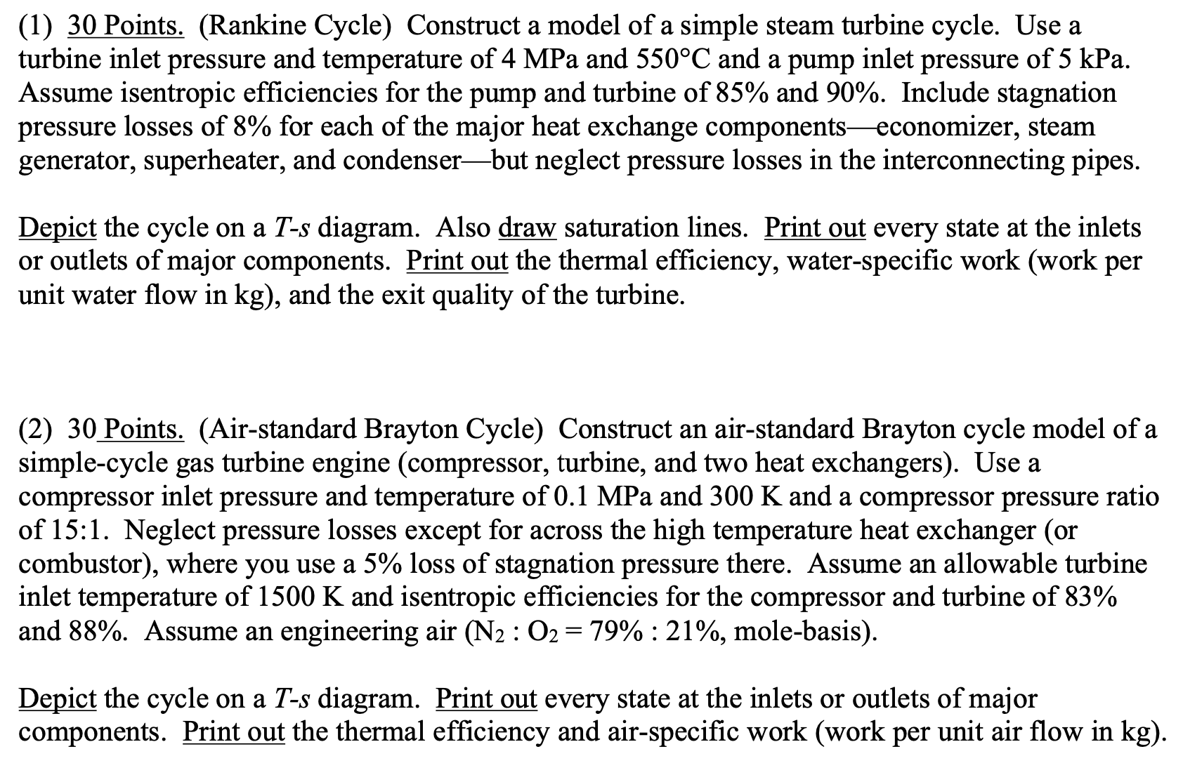 Solved (1) 30 ﻿Points. (Rankine Cycle) ﻿Construct a model of | Chegg.com