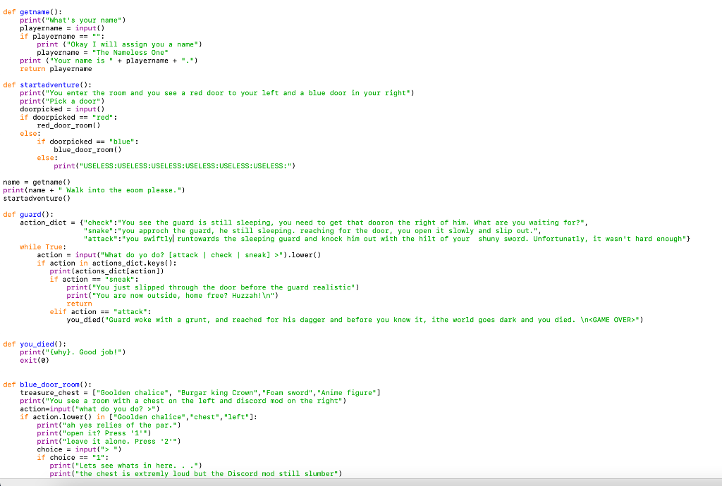 Solved def getname(): print("What's your name") playername = | Chegg.com