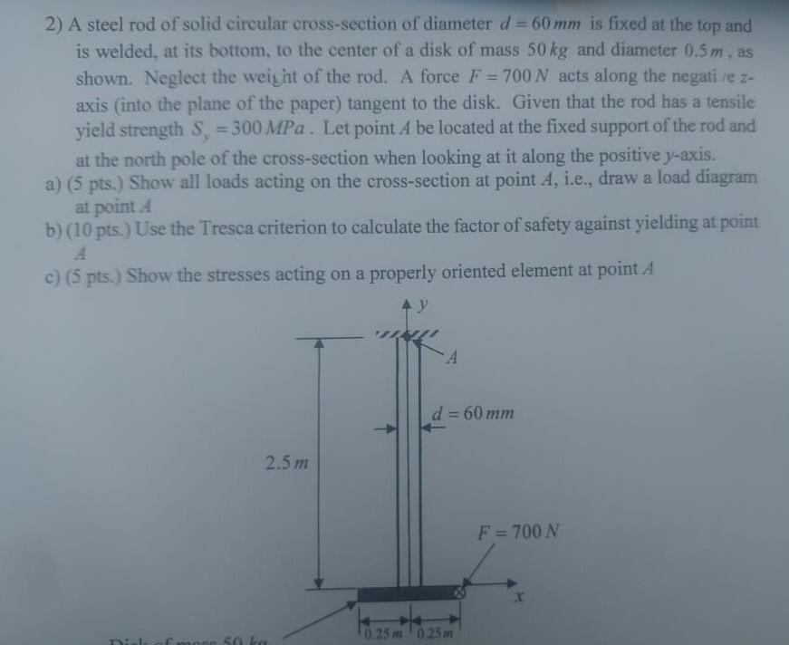 Solved 2) A steel rod of solid circular cross-section of | Chegg.com