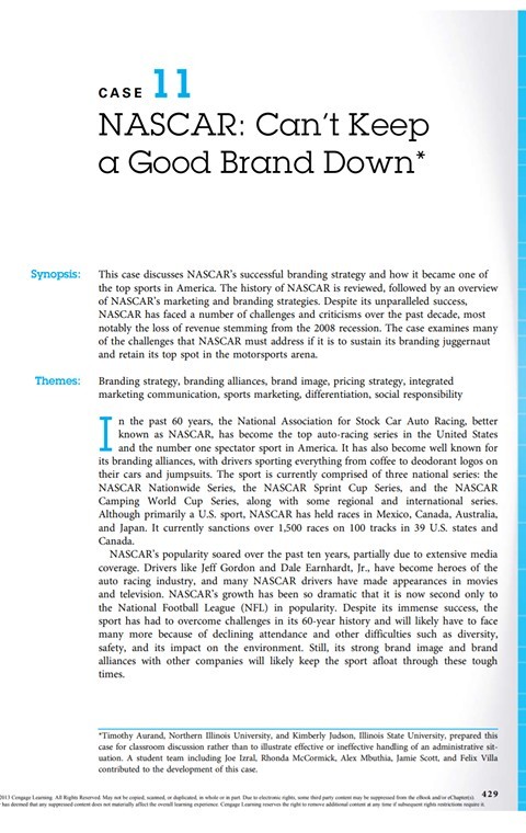Solved CASE NASCAR: Can't Keep a Good Brand Down* Synopsis: | Chegg.com