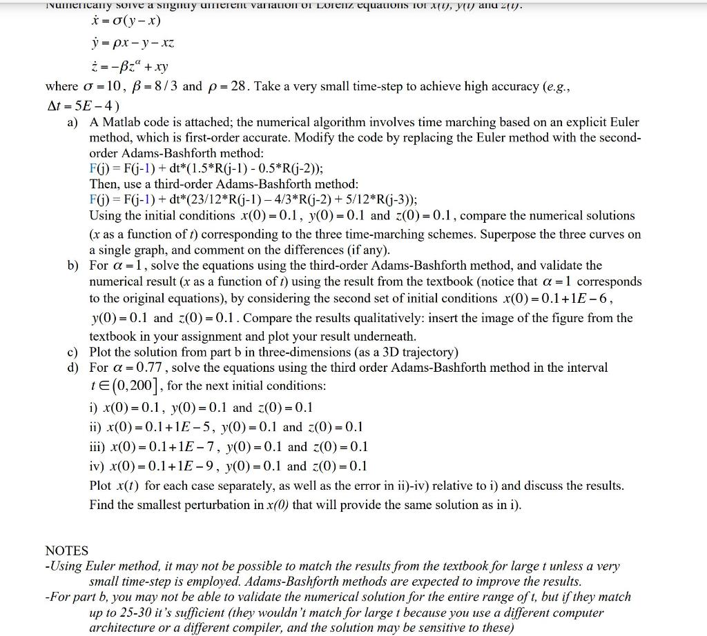 I need to see Lorenz equation solved using adams | Chegg.com