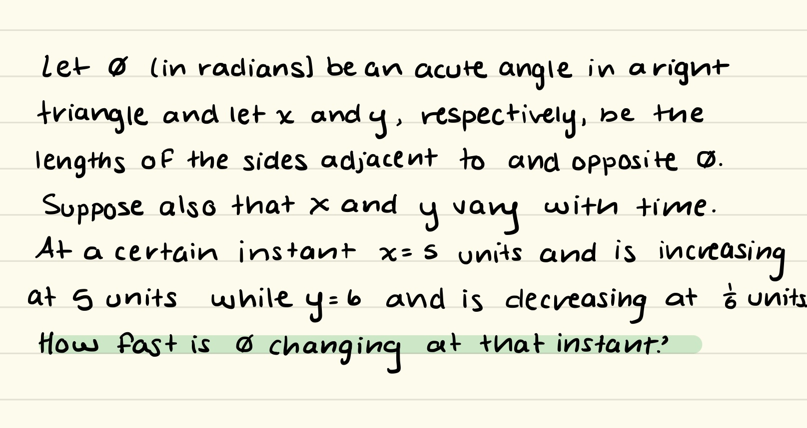 Solved Let Ø (in radians) be an acute angle in a right | Chegg.com
