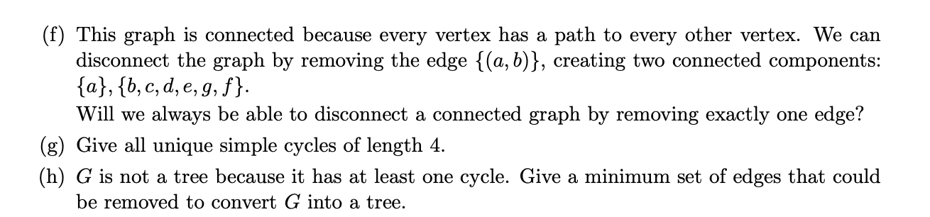 Solved 2. Consider the following undirected graph, G : (a) | Chegg.com