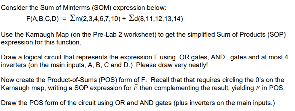Solved Consider the Sum of Minterms (SOM) expression below: | Chegg.com