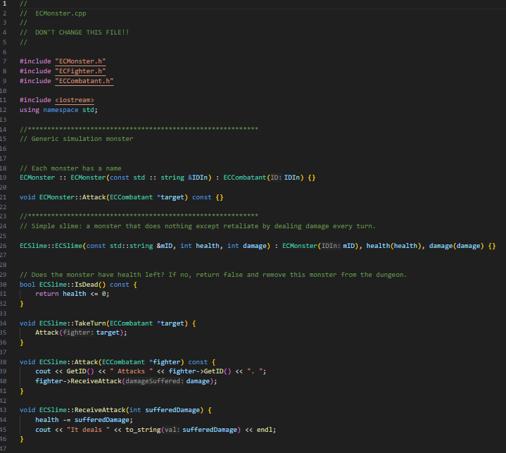 Solved I am writing a dungeon simulation in c++ which uses | Chegg.com
