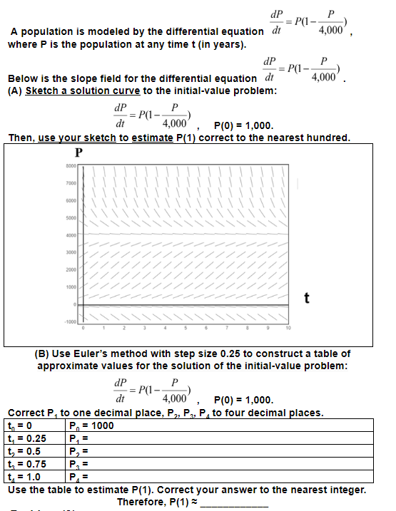 Solved dP P(1 Р P(1-- A population is modeled by the | Chegg.com