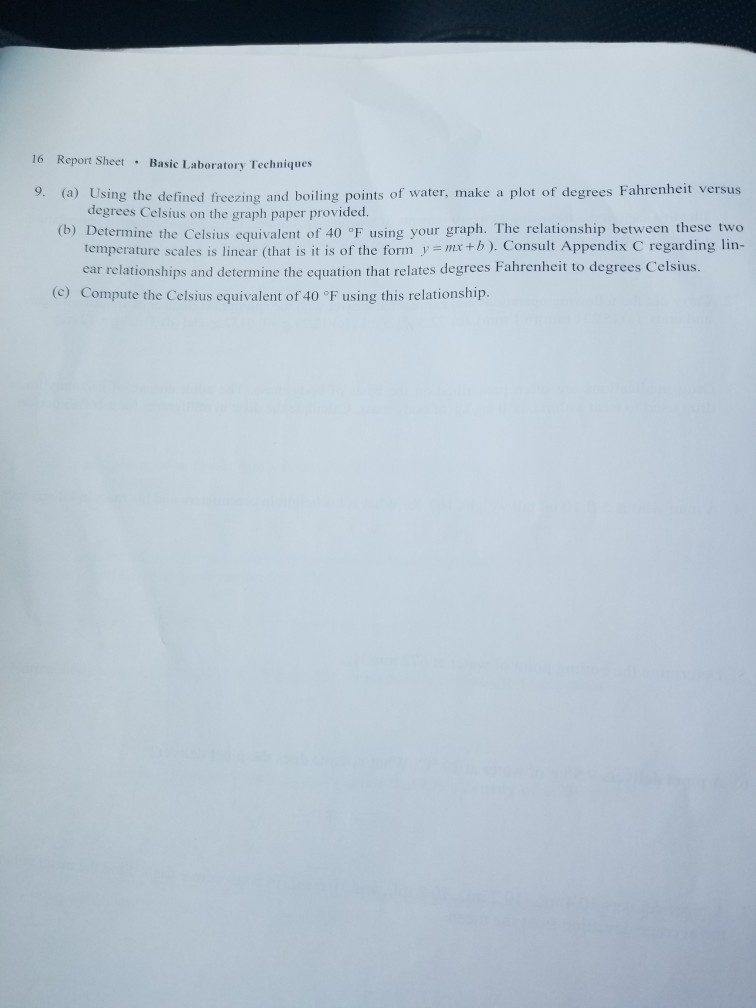 Solved 16 Report Sheet - Basic Laboratory Techniques Using | Chegg.com