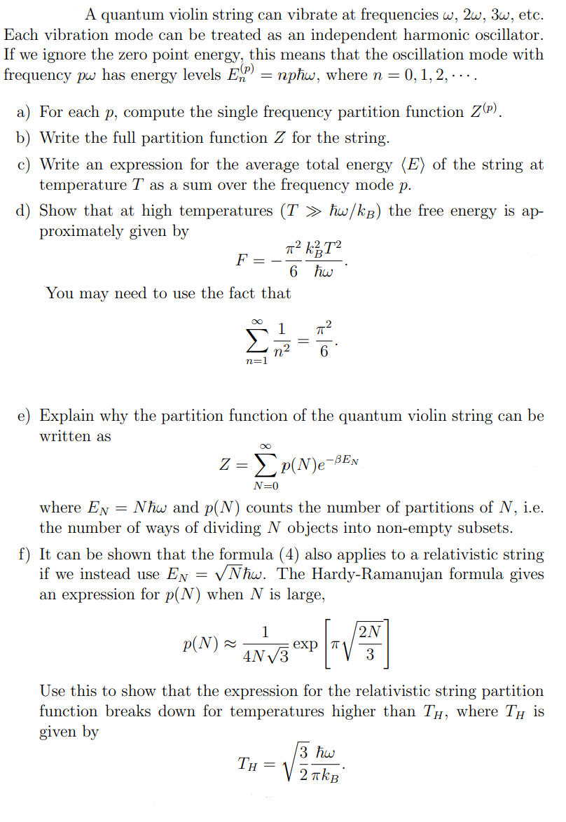 Solved A quantum violin string can vibrate at frequencies w, | Chegg.com
