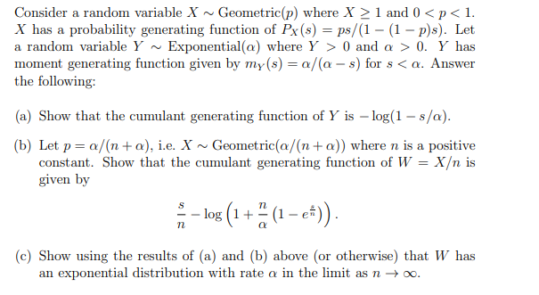Solved Consider a random variable X ~ Geometric(p) where X | Chegg.com