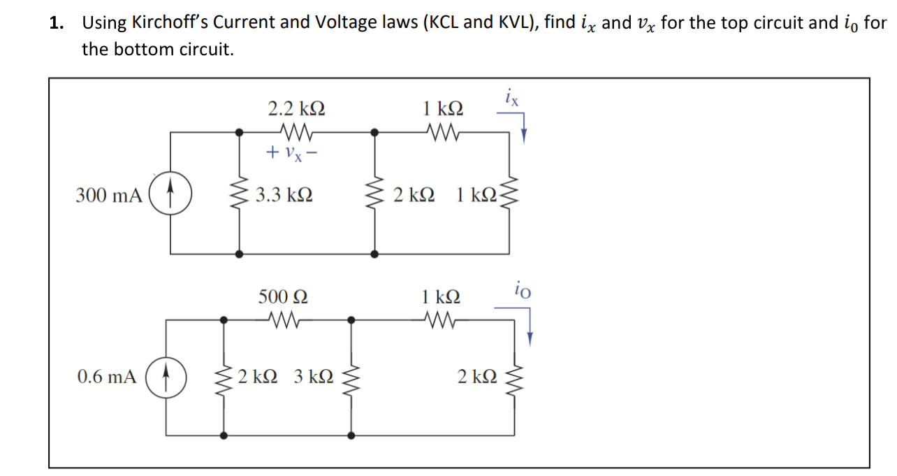 Solved Using Kirchoff's Current and Voltage laws (KCL and | Chegg.com