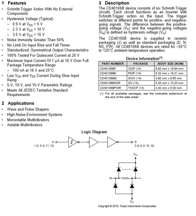 1 Features 3 Description Schmitt-Trigger Action With | Chegg.com