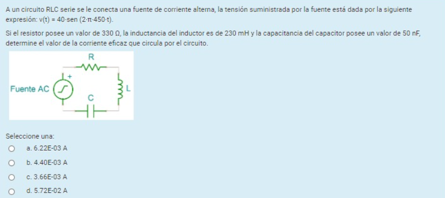 Solved A series RLC circuit is connected to an alternating | Chegg.com