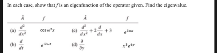 Solved In each case, show thatis an eigenfunction of the | Chegg.com