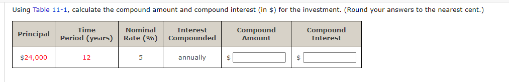 Solved Using Table 11-1, calculate the compound amount and | Chegg.com